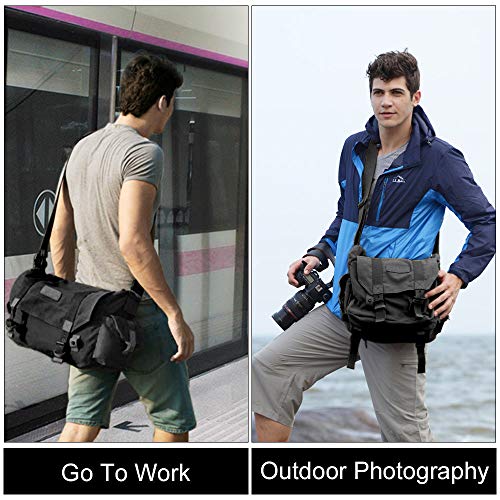 CADeN Camera Bag Case Canvas Compatible for Nikon, Canon, Sony DSLR/SLR Mirrorless Camera with Tripod Holder, Camera Shoulder Messenger Bag for Men/Women(1.0 Black)