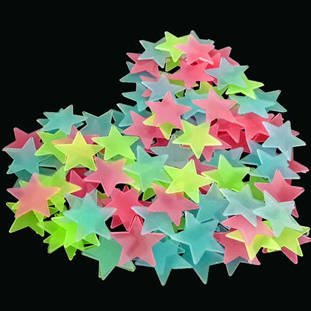 500Pcs 3CM Glow in The Dark Wall Decals Stars Stickers for Home Ceiling Wall Baby Kids Bedroom (Multicolor)