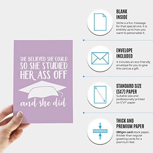 Funny and original graduation card for her with envelope | Inspirational card for women from mom, dad, friend⦠Fun and empowering present for graduation day.