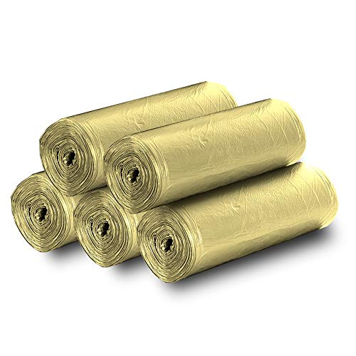 5 Rolls Small Trash Garbage Bags, 4 Gallon Strong Thin Material Disposable, Kitchen, Durable Plastic Trash Bags for Office Home Bedroom Garden Waste Bin, 100 Counts (Golden)