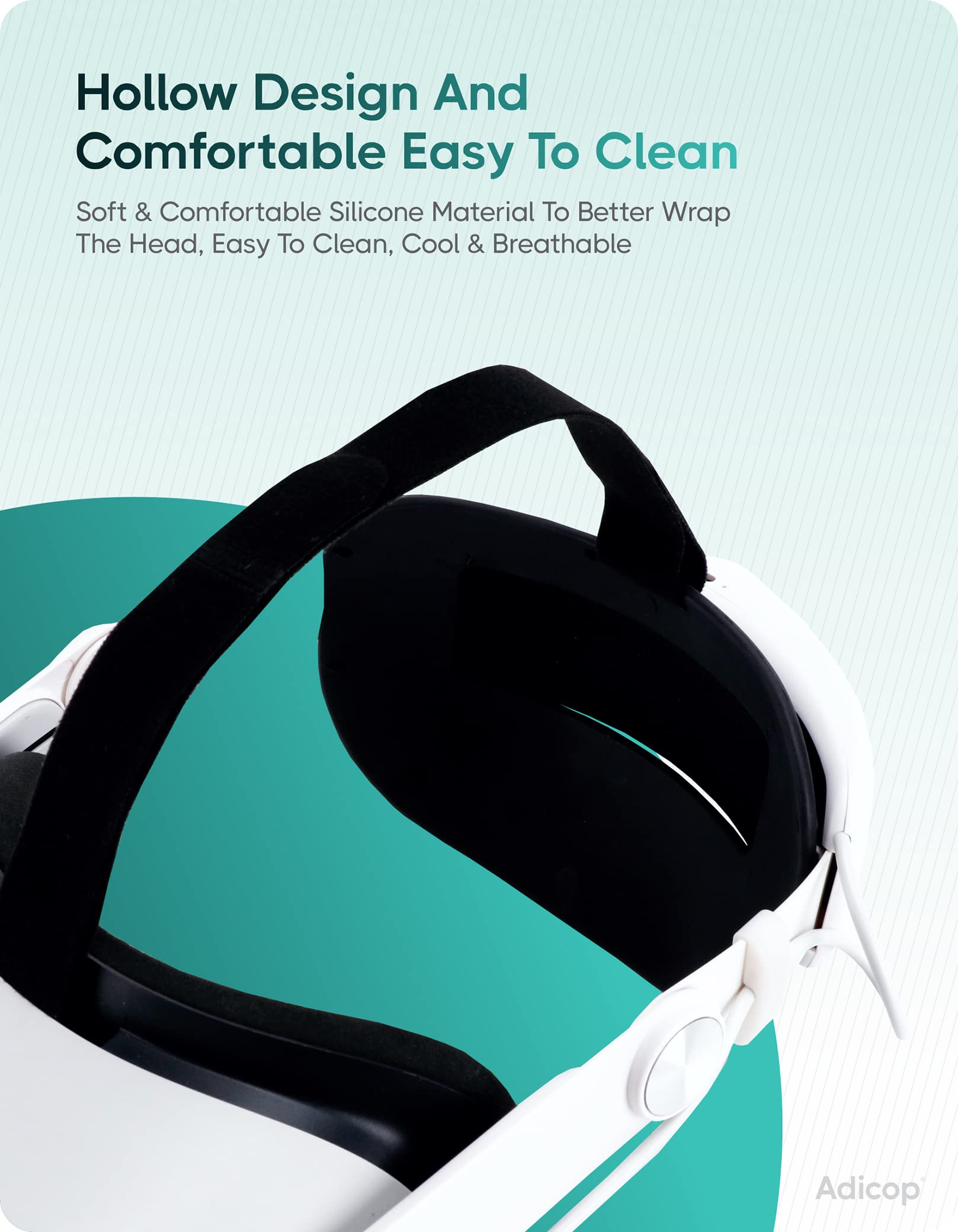 Adicop Elite Strap with Battery for Oculus Quest 2, 5300mAh Extend 4hrs Playtime,Fast Charging VR Power,Counter Balance&Adjustable Head Strap for Enhanced Support and Comfort in VR