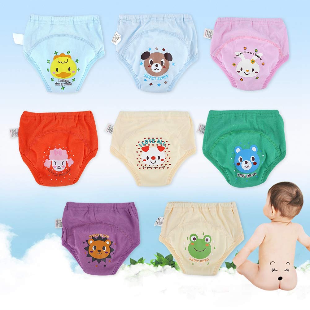 8PC/S Baby Training Pants Potty Training Underwear Toddlers Boys Girls Cartoon Cute Waterproof Diapers 4 Layers (80)