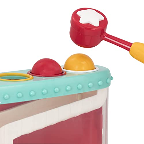 Battat – Pound & Roll – Baby Activity Toy Station with 1 Toy Hammer & 4 Balls for Kids 12 Months + (7-Pcs) , Light Blue