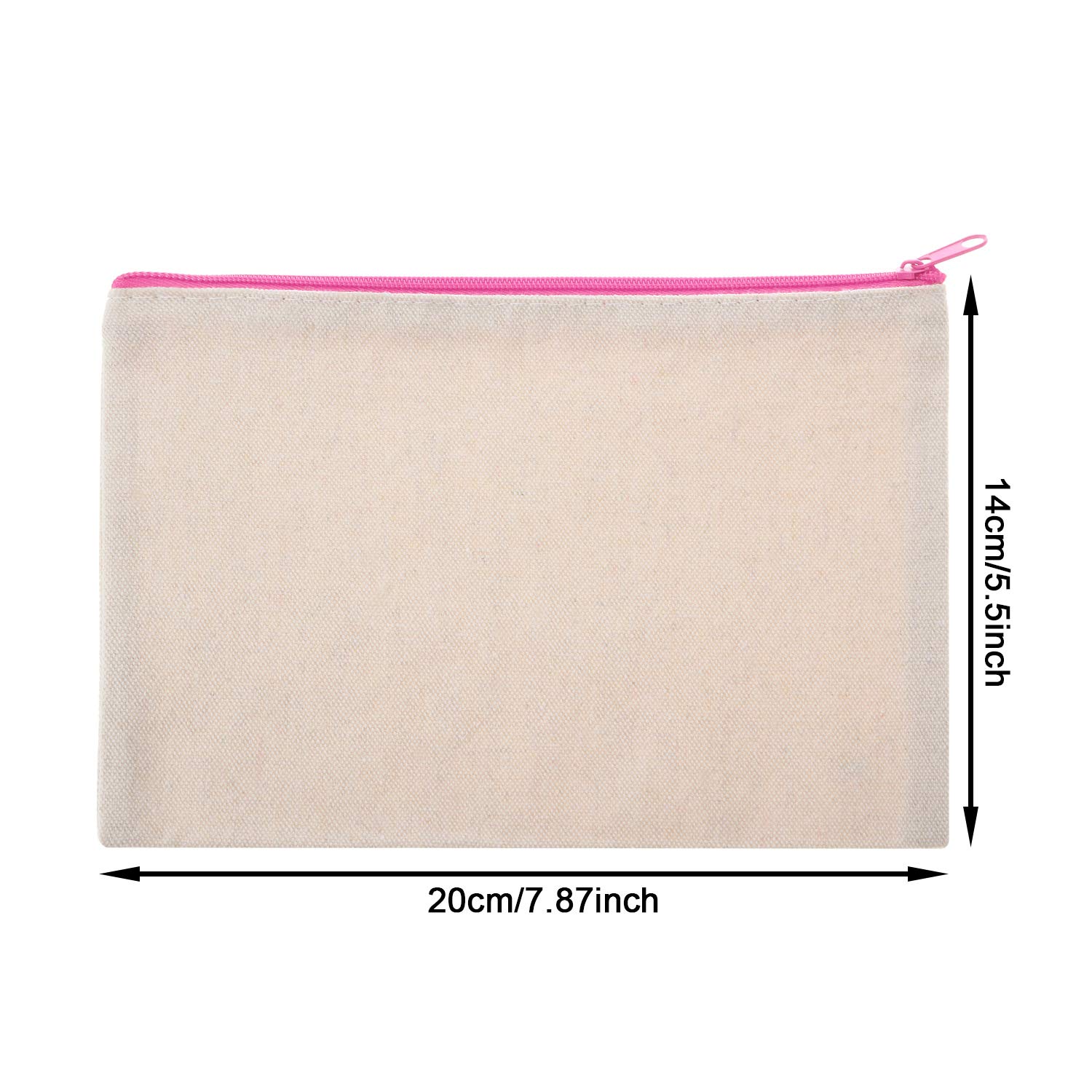 12 Pieces Multipurpose Canvas Cosmetic Bag Makeup Pouches with Zipper Canvas Bag Blank Makeup Bag Plain Pencil Pouch Travel Toiletry Bag for Women Girls DIY