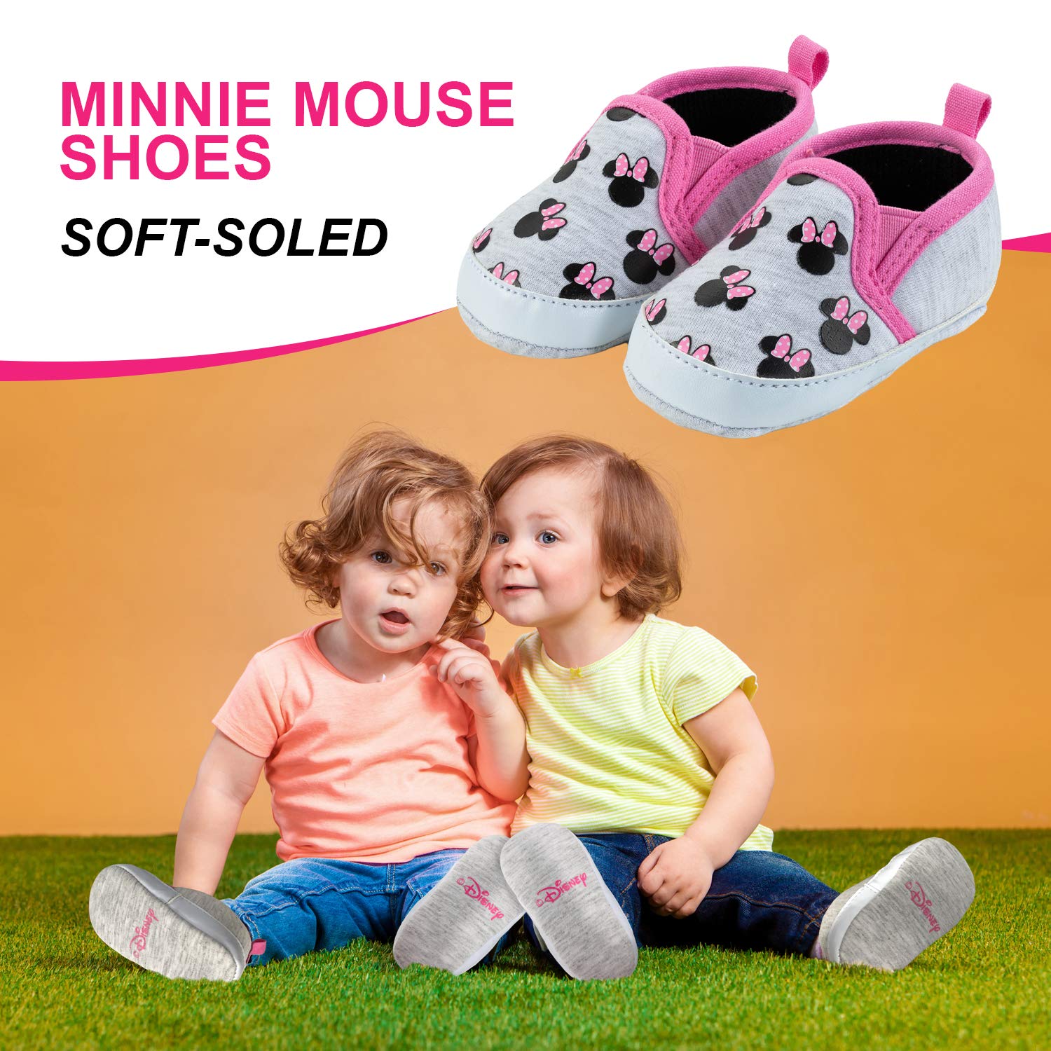 Disney Mickey Mouse Red and Black Infant Shoes (Pink Minnie, us_Footwear_Size_System, Infant, Age_Range, Medium, 12_Months, 18_Months)