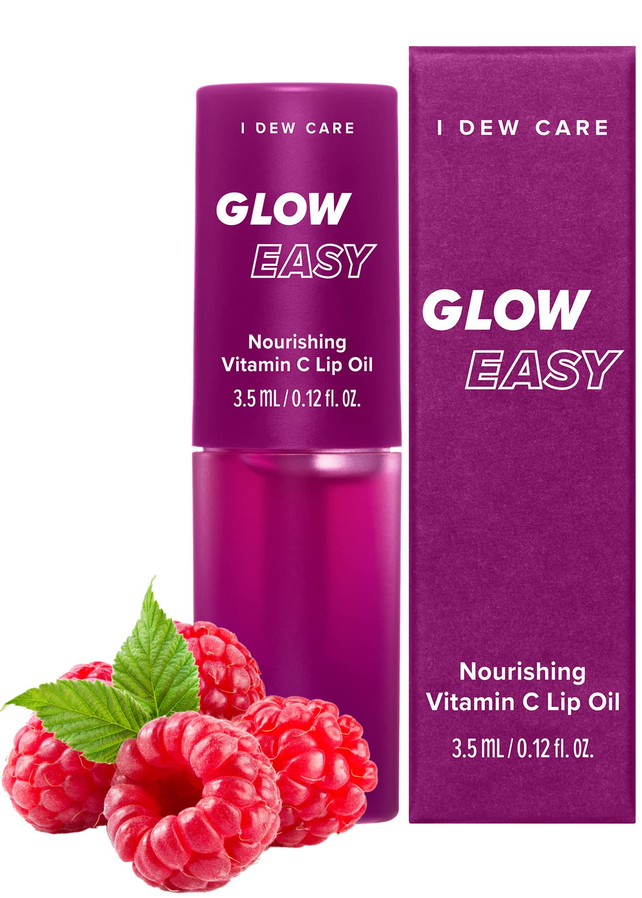 I DEW CARE Lip Gloss - Glow Easy Raspberry | Jojoba Seed Oil, Vitamin C, Pigmented Glossy Stain, Hydrating, Korean Makeup, Pink Color, Glass Skin Look, 0.12 FL Oz