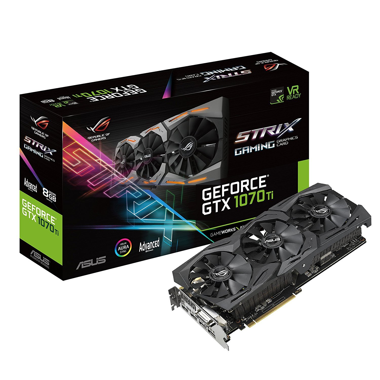 ASUS ROG Strix GeForce® GTX 1070 Ti 8GB GDDR5 Advanced Edition VR Ready DP HDMI DVI Gaming Graphics Card (ROG-STRIX-GTX1070TI-A8G-GAMING)