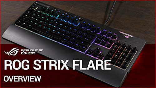 ASUS ROG Strix Flare (Cherry MX Brown) Aura Sync RGB Mechanical Gaming Keyboard with Switches, Customizable Badge, USB Pass Through and Media Controls