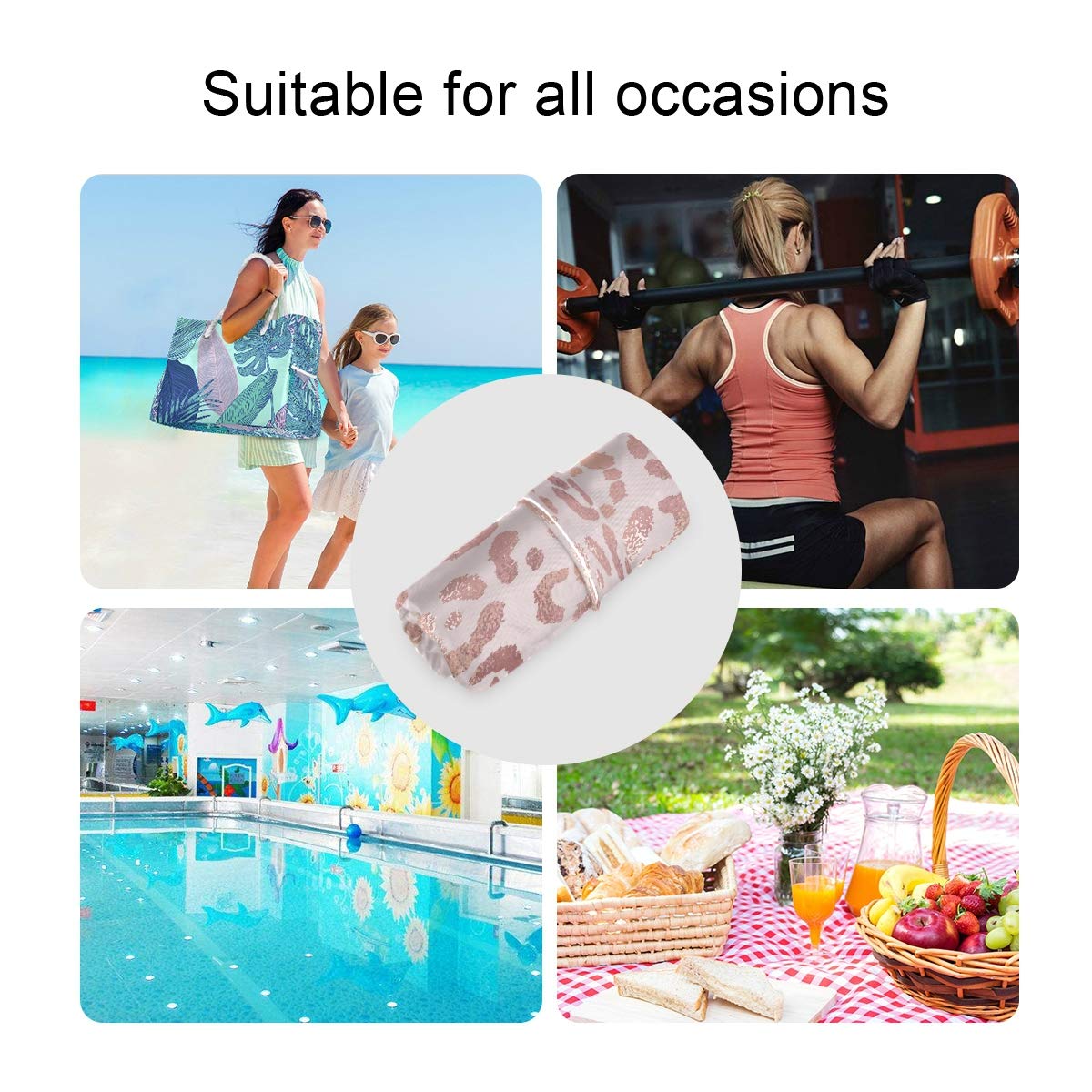 AUUXVA Wet Dry Bags Set Pastel Pink Leopard Print,Cloth Diaper Wet Bag Waterproof Reusable with Two Zippered Pockets for Travel Beach Pool Swimsuits Wet Clothes,2pcs