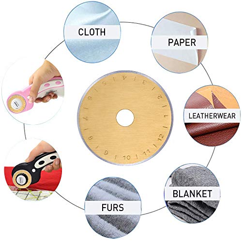 HEADLEY TOOLS Titanium Coated 45mm Rotary Cutter Blades 15 Pack Fits Olfa, Fiskars, Replacement Rotary Blade for Arts Crafts Quilting Scrapbooking Sewing, Sharp and Durable