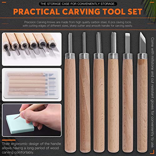 Rustark 24 Pieces Block Printing Starter Tool Kit with Whetstone, Stamp Block, Carving Tools, Tracing Papers,Pencil, Gloves,Eraser and Scrapper, Rubber Stamp Making Kit for Stamping and Printmaking
