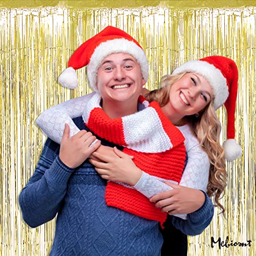 4 Pack Light Gold Fringe Curtain Backdrop, 3.2Ft x 9.8Ft Metallic Tinsel Foil Fringe Streamers Background for Photo Booth Birthday Wedding Baby Shower Carnival Easter Mother’s Day Party Decorations