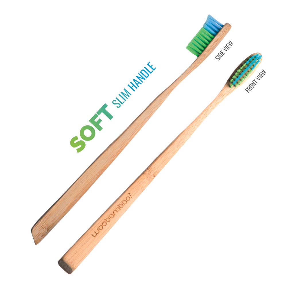 Woobamboo! Bamboo Toothbrush - Slim Handle - Soft Bristle - BPA Free Nylon Bristles - Eco-Friendly, Biodegradable, Compostable, Vegan (Pack of 1)