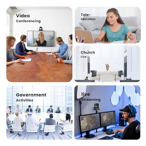 TONGVEO 20X Optical Zoom 60fps PTZ Camera Conference Room USB 1080P Camera System for Church Worship Services Meeting Online Learn, Works with Zoom, Skype OBS Easy to Set Up