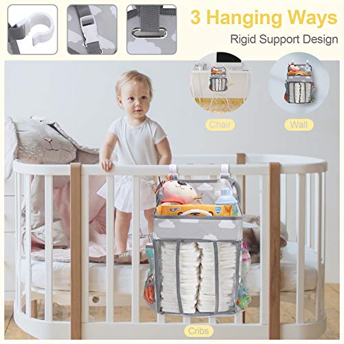 Accmor Hanging Baby Diaper Caddy Organizer, Diaper Stacker, Baby Crib Hanging Classified Storage Bag Organizer for Changing Table, Crib, Playard or Wall & Nursery Organization