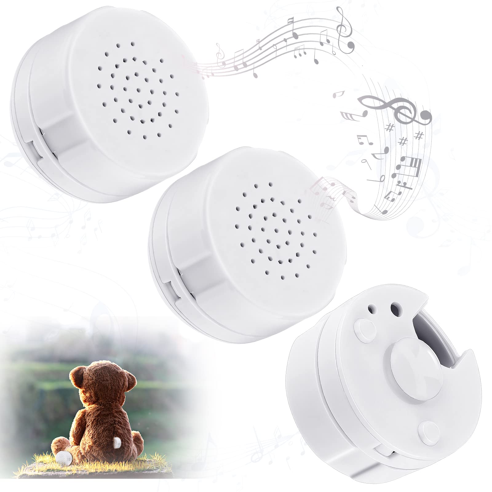3 Pcs Voice Recorder for Stuffed Animal, Voice Recorder Box Stuffed Bear Mini Voice Recorder Device, DIY Custom Voice Message Toy Voice Recorder for Baby Dolls, Plush Toys and Pillows (20s Edition)