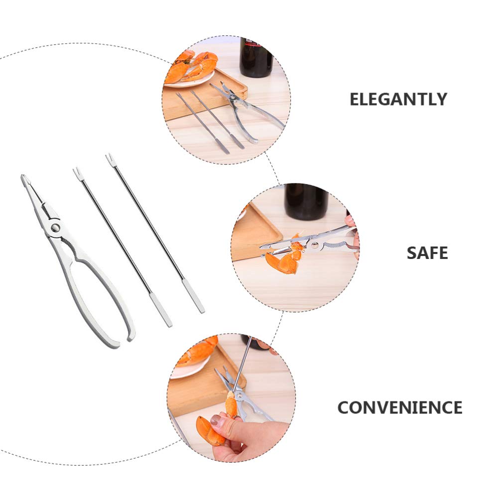 Cabilock Kitchen Utensil Set Shelled Nuts 3pcs Seafood Tools Set Stainless Steel Crab Leg Crackers Picks Nut Forks Lobster Crackers Shell Crackers Kitchen Accessories Kitchen Utensil Set Shelled Nuts