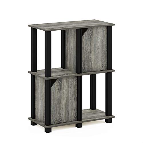FURINNO Brahms Storage Shelf, 3-Tier, French Oak Grey/Black,19209GYWBK