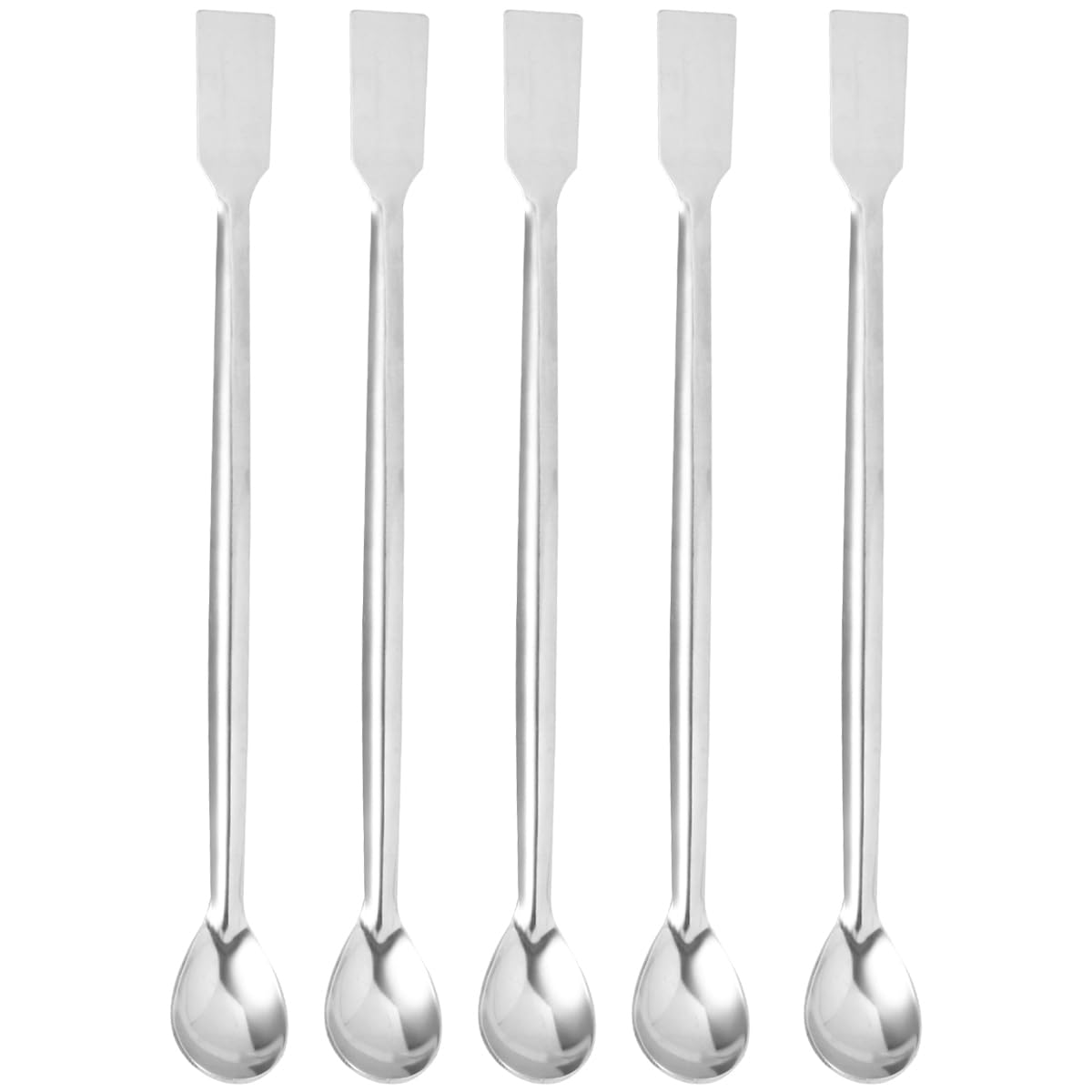 5pcs Lab Spoons Lab Spatula, Stainless Steel Lab Spatula Sampling Spoons Laboratory Scoops Lab Mixing Spatulas, Length 20CM