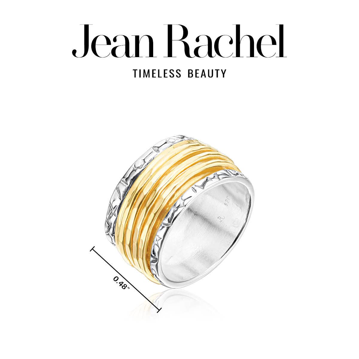 925 Sterling Silver Rotating Spinner Ring with 5 One Micron 14K Gold Plated Sterling Silver Hammered Spinner Rings - Hypoallergenic, Nickel & Lead-free - Artisan Handcrafted Designer Collection