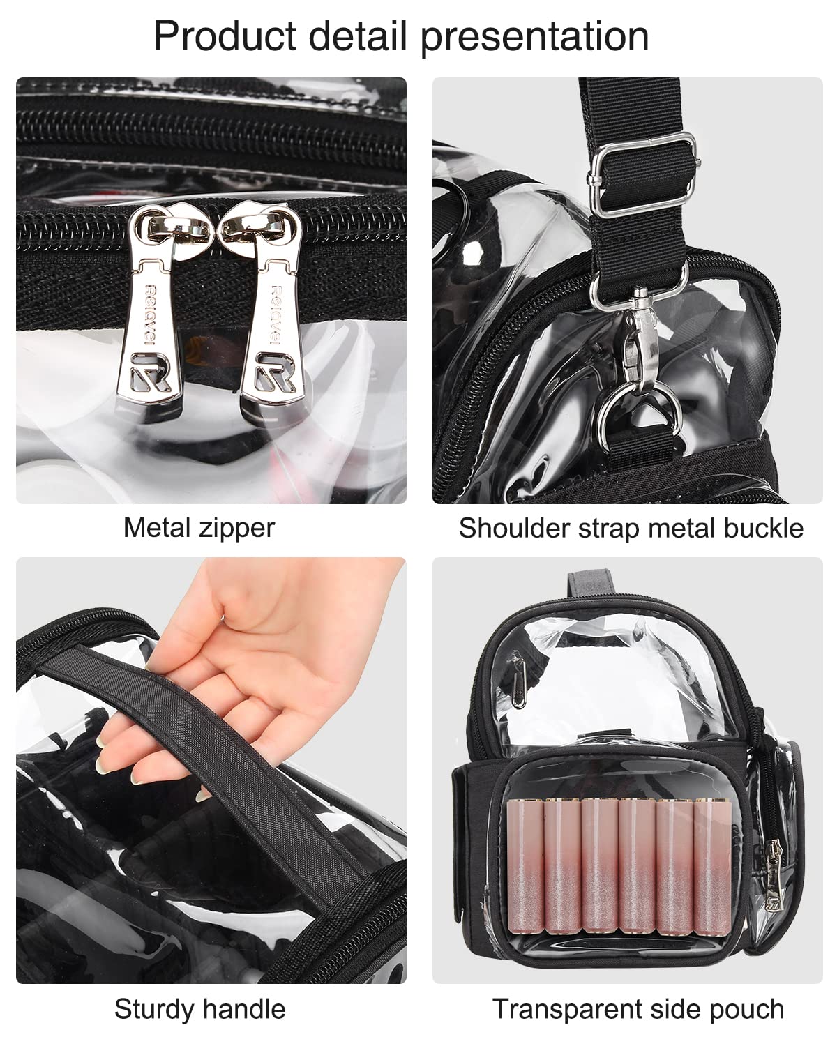 NAONAYA Makeup Brush Case, Large Makeup Brush Holder Professional Makeup Artist Travel Case Clear Waterproof Cosmetic Organizer Bag, Full Open Easy to Access, with Adjustable Strap and Dividers