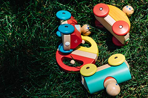 3 Piece Tegu Magnetic Racer Building Block Set, Orange