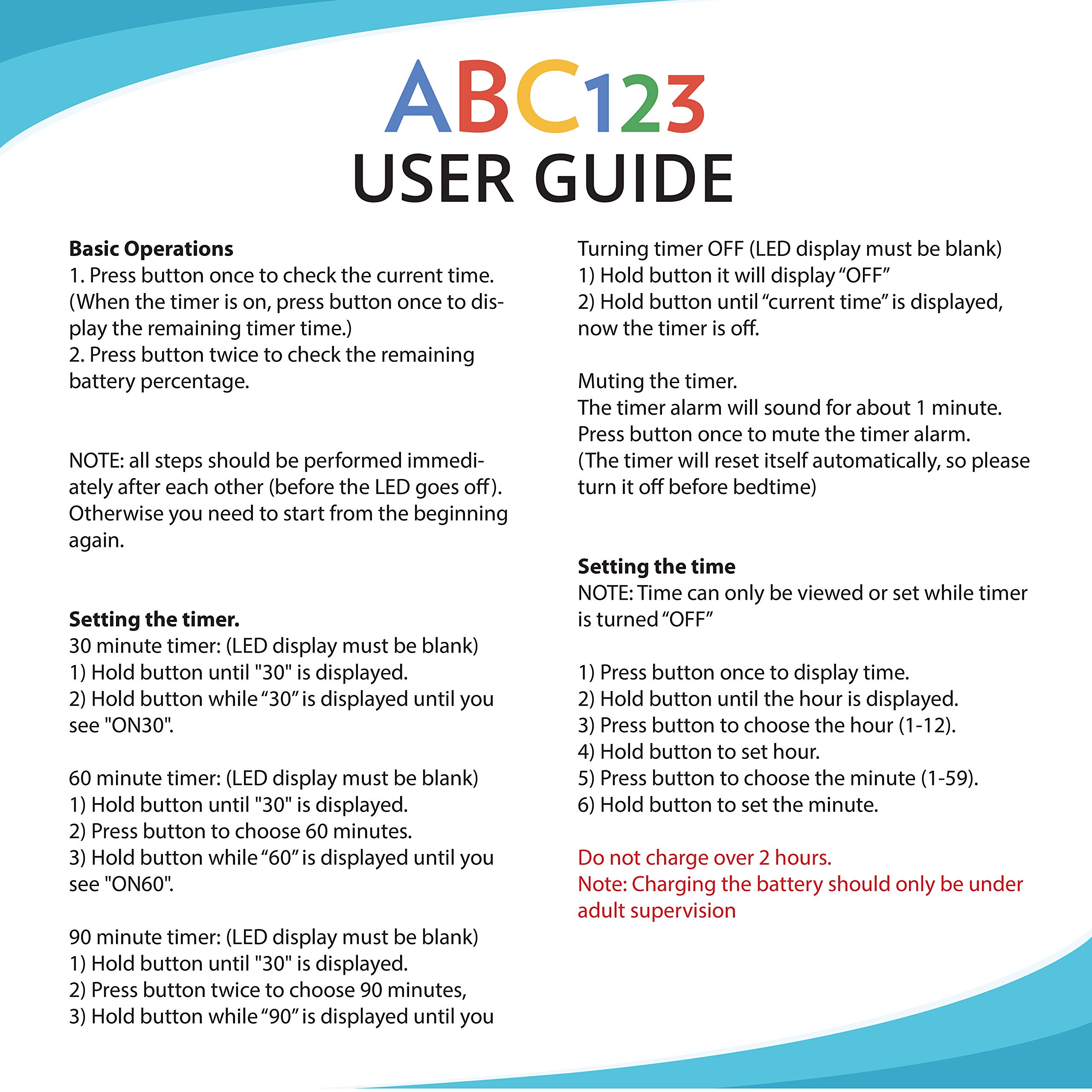 ABC123 Potty Training Watch - Baby Reminder Water Resistant Timer for Toilet Training Kids & Toddler (Blue)
