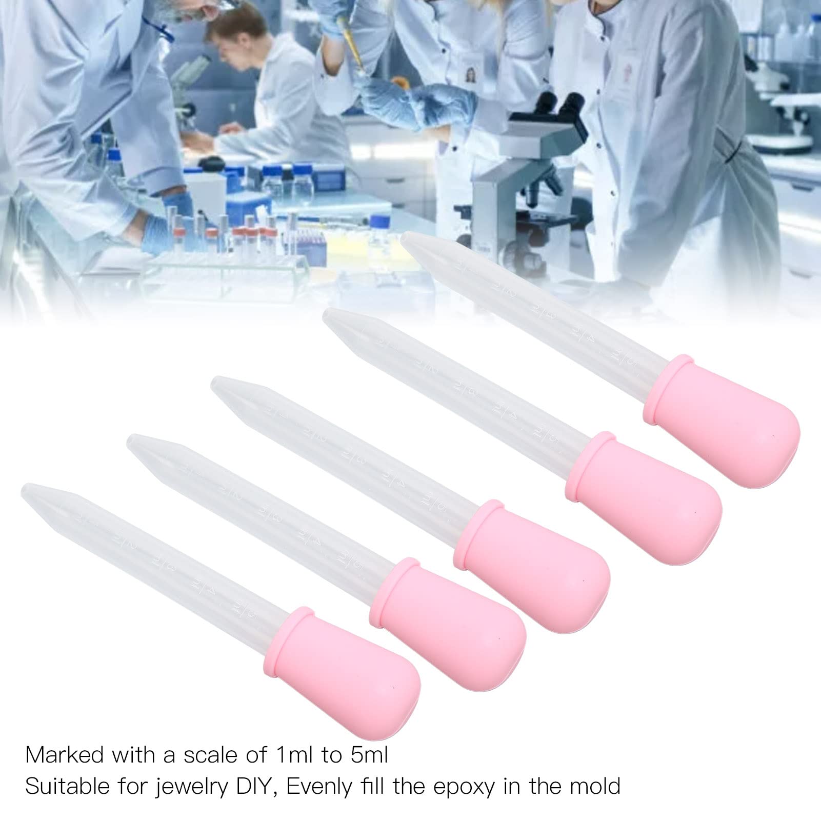 5pcs Pipettes, 5ml 120mm Length Silicone Eye Dropper, DIY Transfer Pipettes for Scientific Experiments, Paint and Glue, Food Decoration, Essential Oil, Arts and Crafts Projects(Pink)