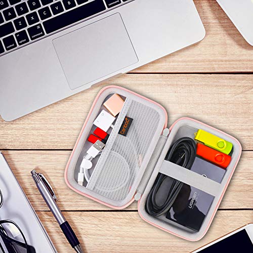 Canboc USB Hub Organizer Case USB C Hub Adapter USB Splitter USB Extender Holder for Anker Hiearcool UGREEN LENTION Multi USB Port Drives, Mesh Pocket fit Flash Drive Macbook Air Pro Charger,Rose Gold