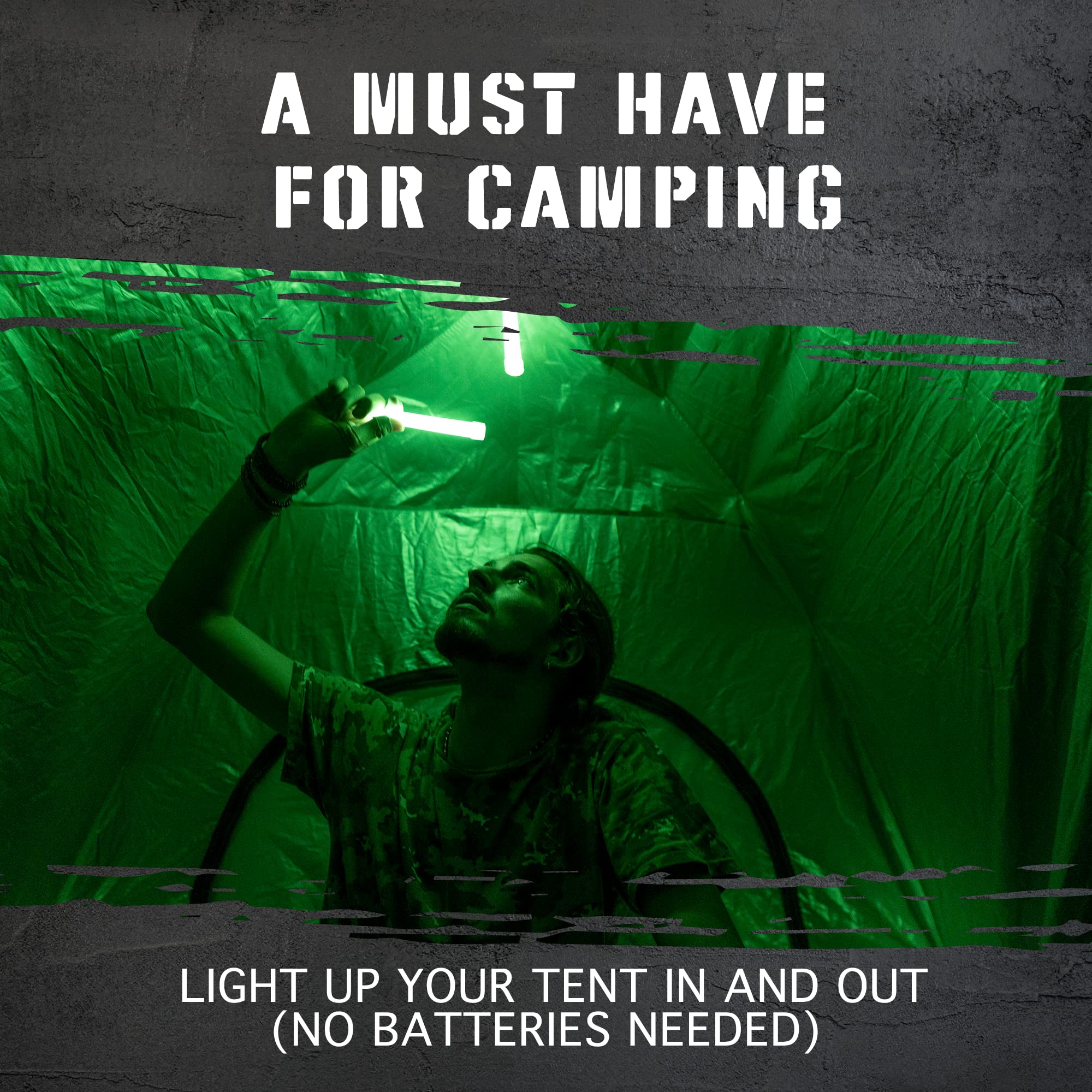 20 Ultra Bright Emergency Glow Sticks - Individually Wrapped Long Lasting Industrial Grade Glowsticks for Survival Gear, Camping Lights, Power Outages and Military Use (Green)
