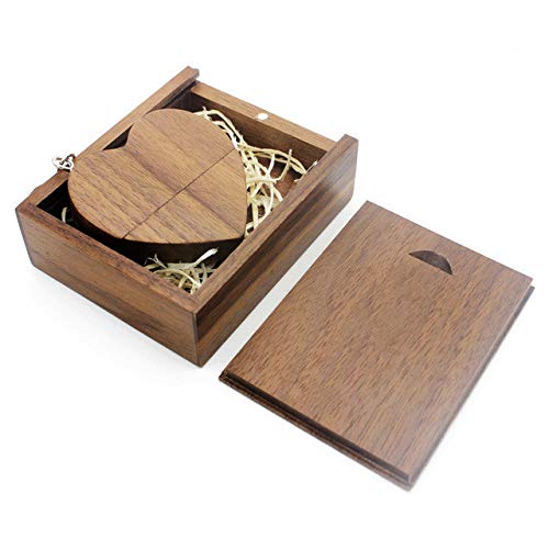 A Plus+ 10 PCS Eco Wooden USB Flash Drive 16GB Heart Shaped with Matching Box for Wedding Photography Valentine's Day