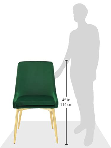 CangLong Upholstered High End Velvet Dining Chair with Metal Legs for Kitchen, Dining, Living, Guest, Bed Room Side Chair, Set of 2, Green