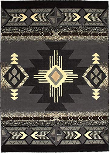 Champion Rugs Southwest Navajo Aztec Native American Tribal Gray Area Rug Carpet (8 Feet X 10 Feet)