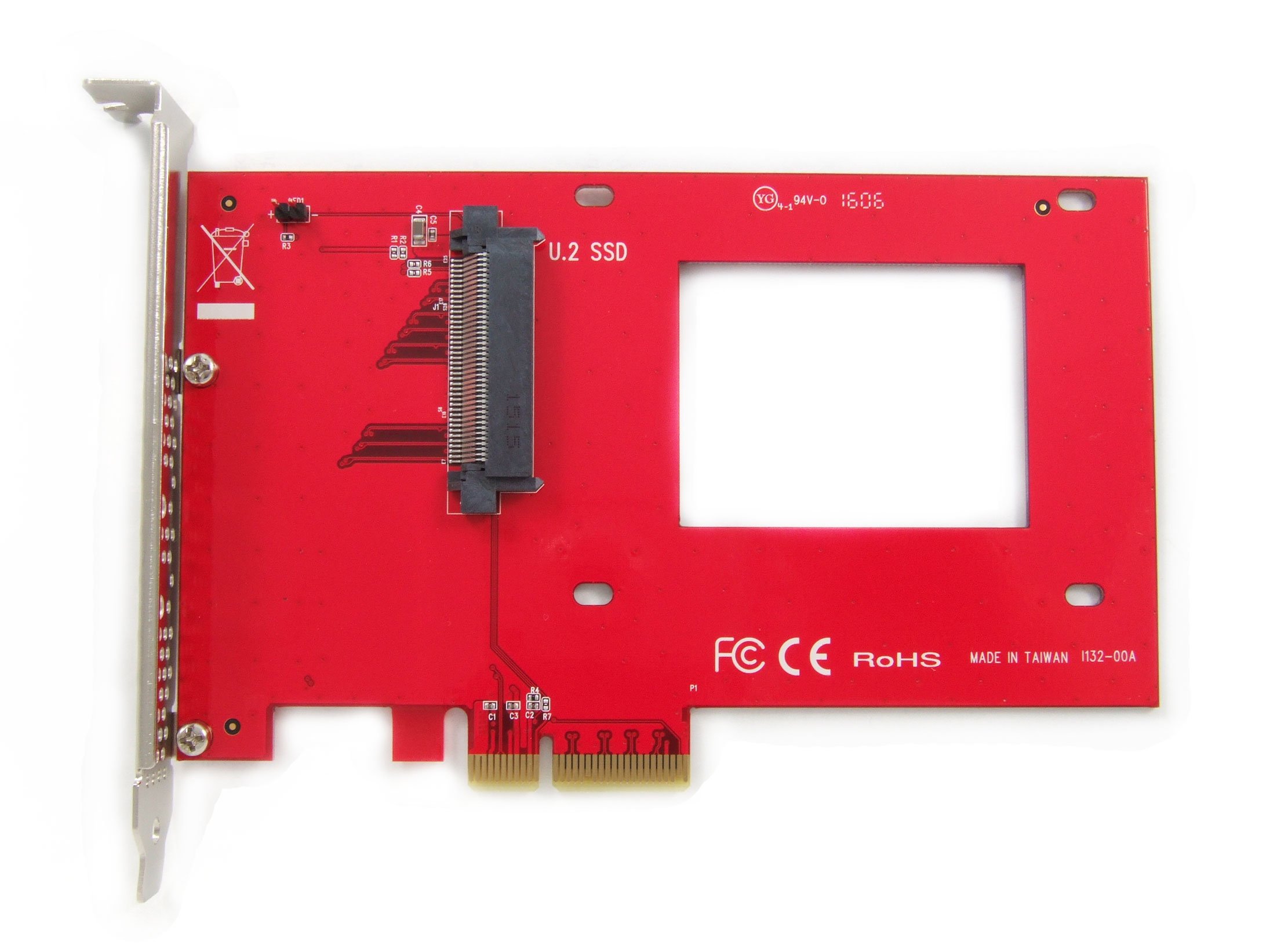 Ableconn PEXU2-132 NVMe 2.5-inch U.2 (SFF-8639) SSD PCIe 4.0 x4 Carrier Adapter Card - for 2.5-inch U.2 NVMe SSD - U.2 to PCIe - PCIe Adapter for U.2 Drive