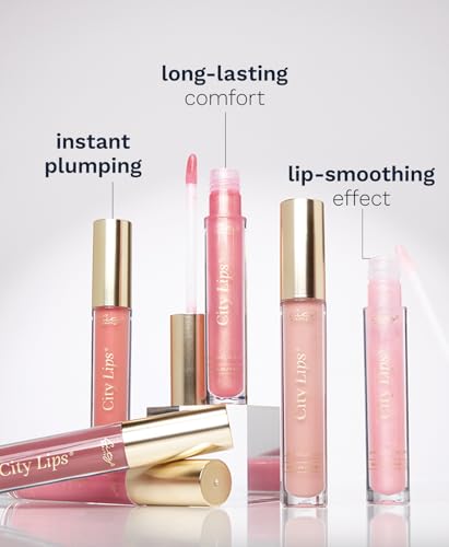 City Beauty City Lips Plumping Lip Gloss Watermelon - High-Shine Gloss for Fuller, Younger-Looking Lips | Hydrating & Smoothing Lip Treatment Hyaluronic Acid