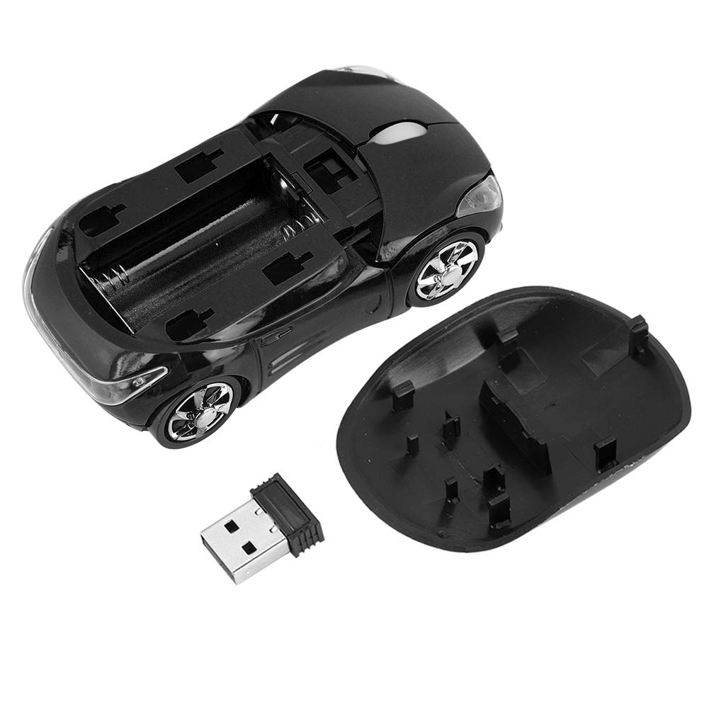 1600DPI Portable Mouse, 10M 2.4G Bluetooth Optical with Receiver Storage, 3 Buttons Car Shaped for/ME/Windows PC/Tablet Gaming Office(Black)