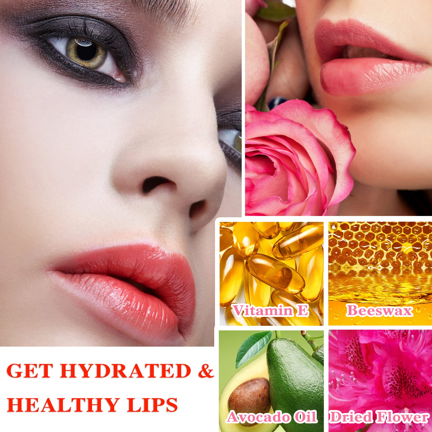 2 Pack Crystal Flower Jelly Lipstick,PH Magic Temperature Color Change Lipstick Lip Gloss,Lip Stick,Long Lasting Nutritious Moisturizing Color Change Changing Tinted Lip Balm Lipstick Set (3+4)