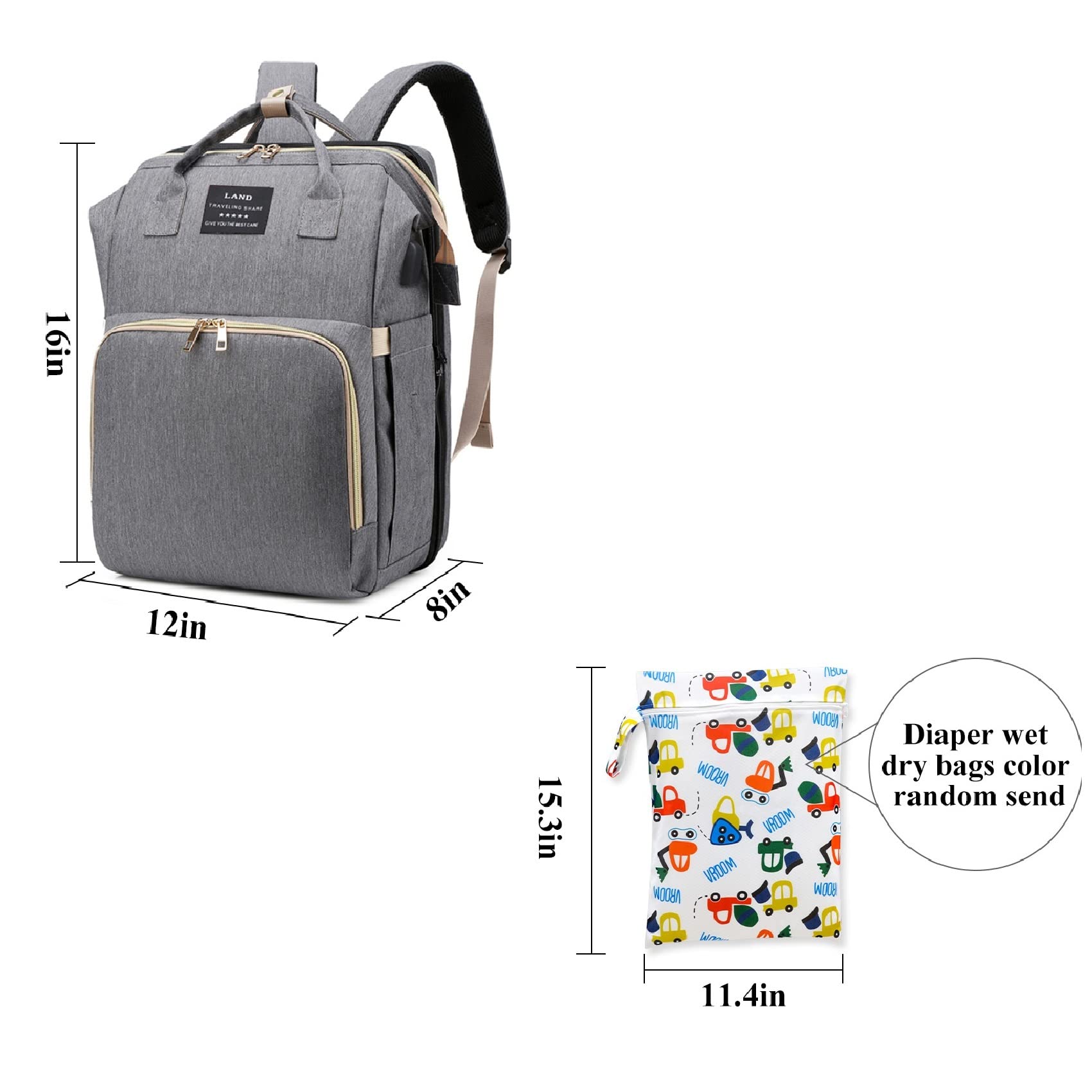 ANWTOTU Diaper Bag with Changing Station,Baby Diaper Bag Backpack,7 in 1 Travel Diaper Bag,Baby Bag Mommy Bag With USB Charging Port (Grey)