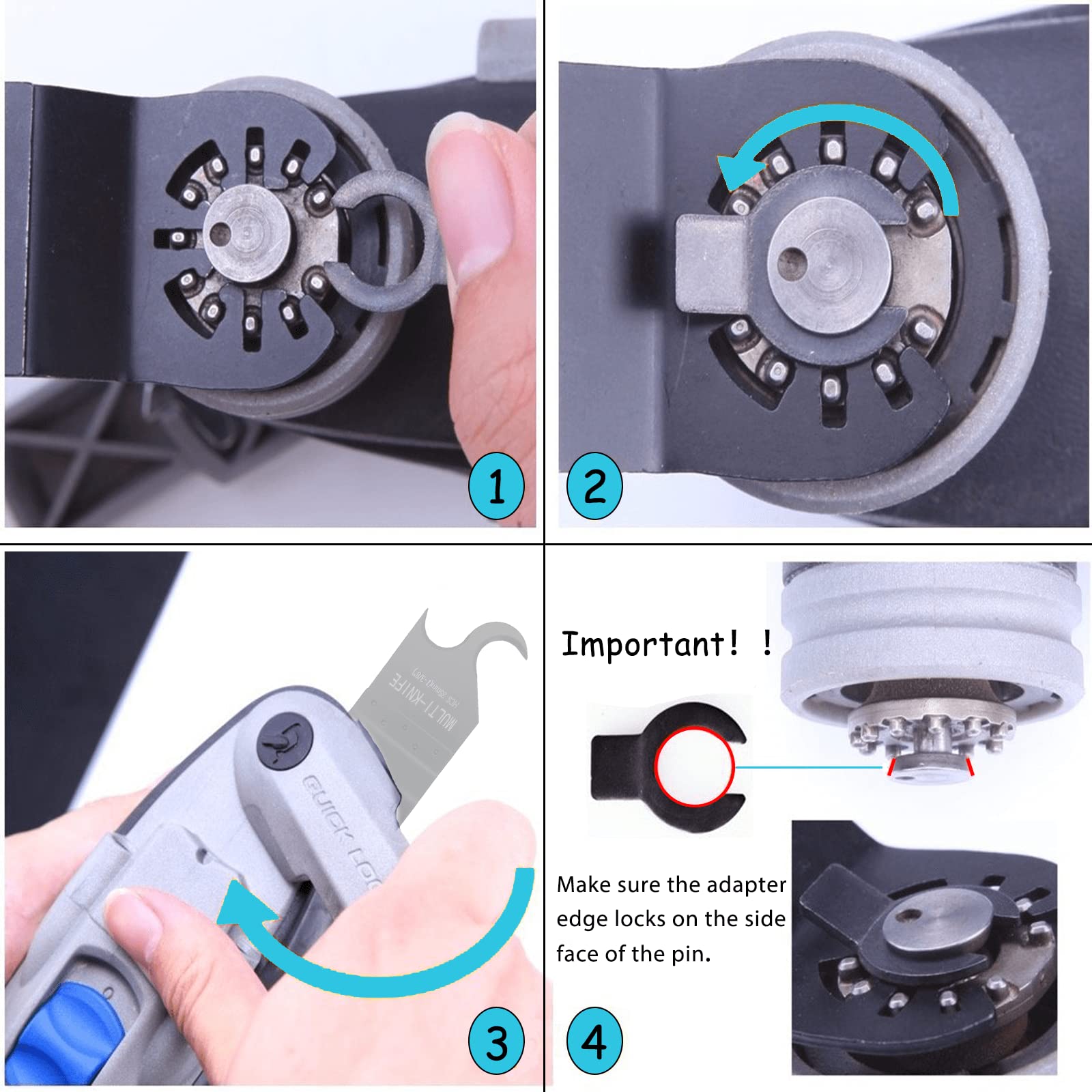 3PCS Oscillating Saw Blades, Wood Metal Multitool Quick Release Blades for Cutting PVC Carpet and Cardboard, Fit Dewalt Rockwell Milwaukee Makita Dremel Bosch Ridgid Craftsman, Black