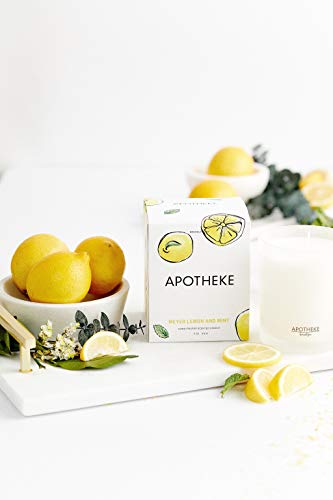 APOTHEKE Market Collection Luxury Scented Jar Candle, Meyer Lemon & Mint, 11 oz - Lemon, Spearmint, Jasmine & Eucalyptus Scent, Strong Fragrance, Aromatherapy, Lasting, Hand Poured in USA, Soy Wax