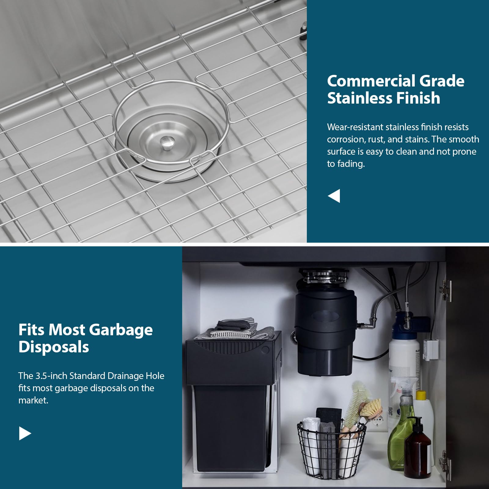 32x19 Undermount Kitchen Sink - GhomeG 32 Inch Deep Single Bowl kitchen sink 16 Gauge Stainless Steel Under Counter Kitchen Sink Basin With R10 Round Corners