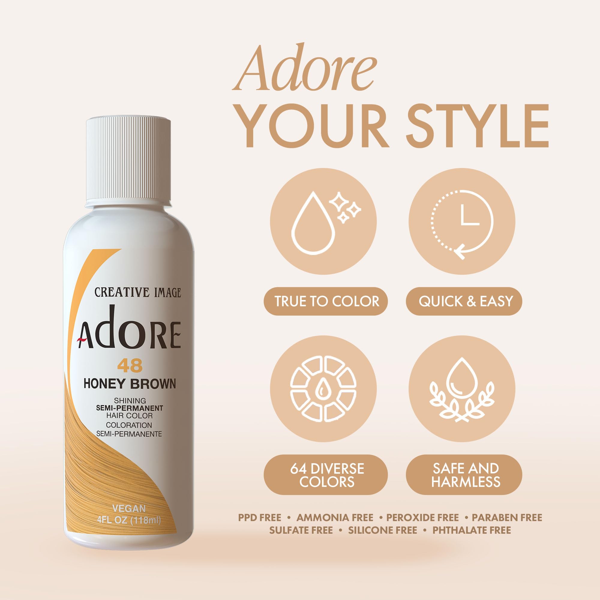 Adore Semi Permanent Hair Color - Vegan and Cruelty-Free Red Hair Dye - 4 Fl Oz - 064 Ruby Red (Pack of 2)