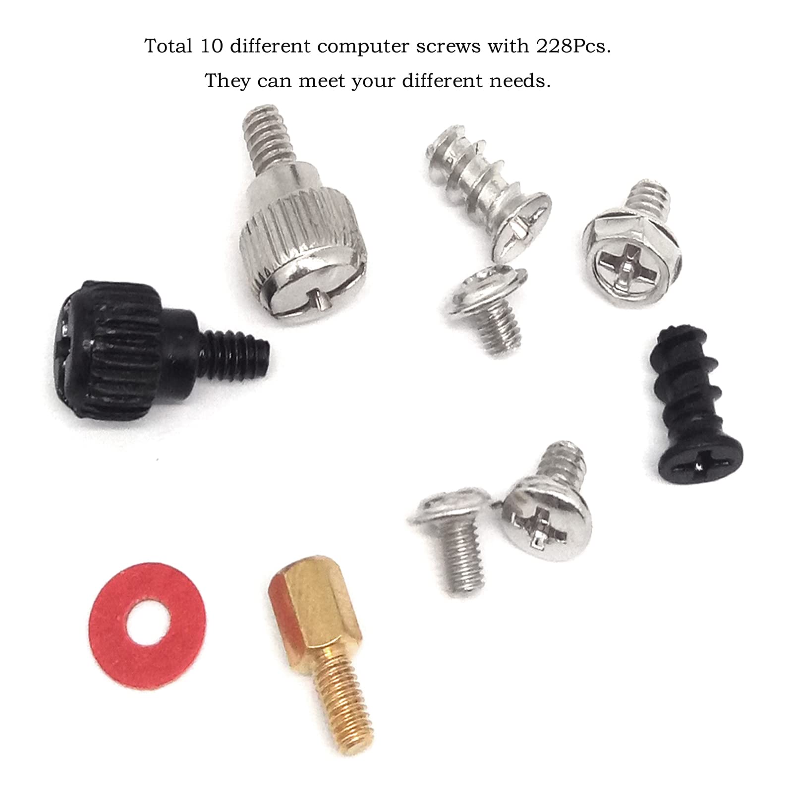 228pcs Computer Screws Standoffs Set Assortment Kit, for Computer PC Case Screw Nut Assorted Kit