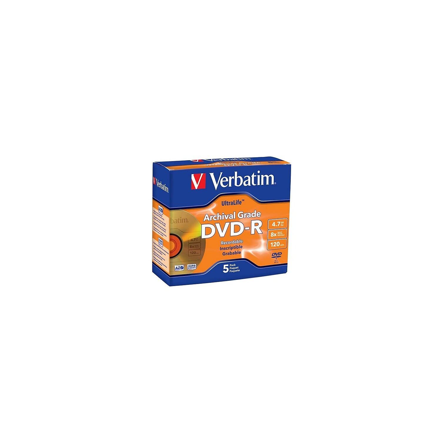 5pk Dvd-R 8x Ultralife Archival Grade Gold Shiny Jewel Case