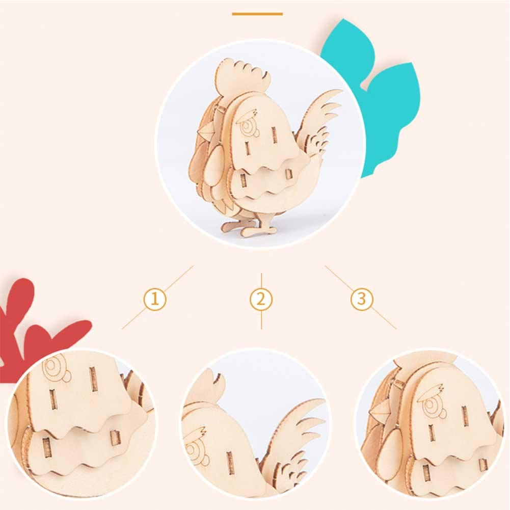 3D Wooden Animal Puzzle Model Kit Toys for Kids Puzzle Build 3D Puzzles Educational Crafts Building Engineering DIY STEAM STEM Learning