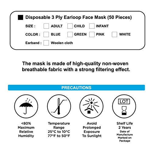 Case-Mate Disposable 3 Ply Face Mask, 50 Count (Pack of 1)