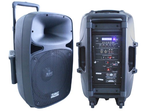 Absolute USA USPROBAT15 2500 Watts Max Power Speaker Built-in Battery/Bluetooth/Amplifier/SD/USB/FM Radio