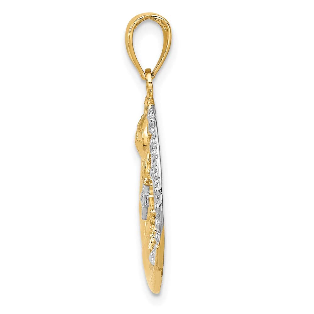 14k and Rhodium D/C Moon Stars and Sun Pendant QM2867