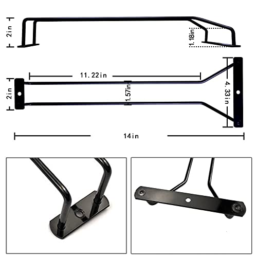 DZHJKIO Black Stemware Rack,Wire Hanging Rack,Under Cabinet Wine Glass Rack,Wine Glass Hanging Rack 2 Pack 14 Inch