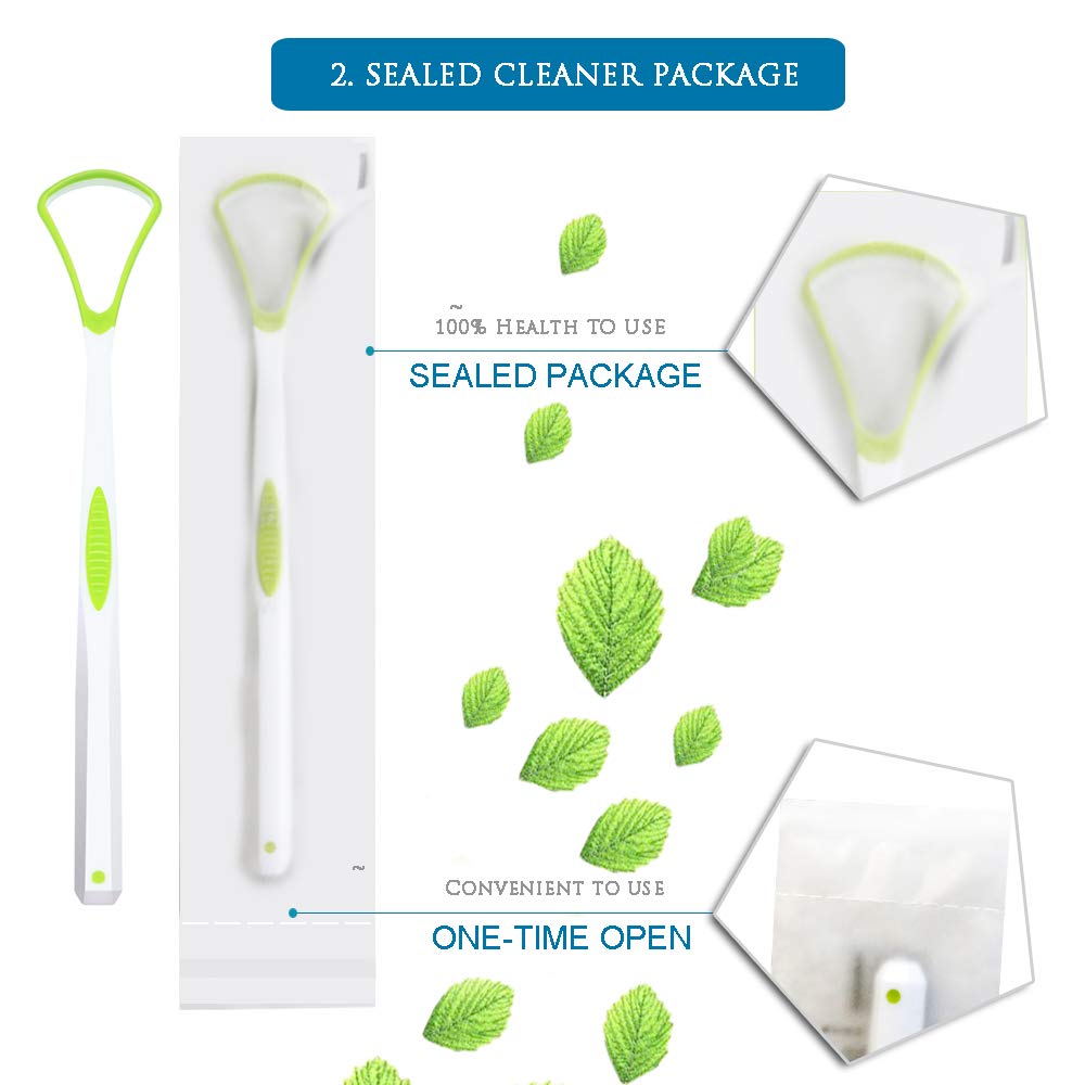 3PCS Tongue Cleaner, Soft Tongue Scraper, Oral Care Cleaners, Dental Scrapers Kits, Professional Eliminate Bad Breath, Premium Cleaning Tools (2Green+1Blue)